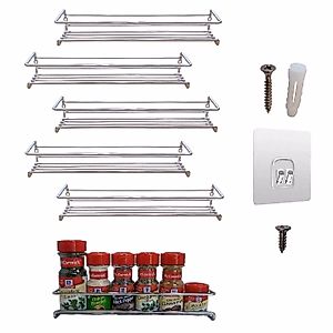 6 Pack. Wall mount spice rack organizer for cabinet. Spice shelf. Seasoning organizer. Pantry door organizer. Spice storage. 12 x 3 x 3 inches. Premium Present brand