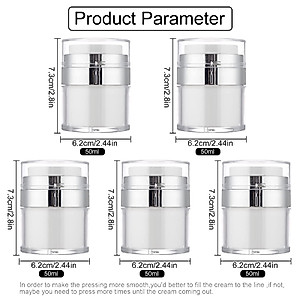 Airless Pump Jar, 5PCS Cream Jar Vacuum Bottle Refillable Travel Containers for Toiletries, Airless Pump Bottles for Lotions And Creams(1.7Oz/50ml)