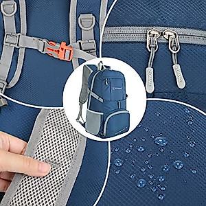 ZOMAKE Lightweight Packable Backpack 35L - Light Foldable Backpacks Water Resistant Collapsible Hiking Backpack - Compact Folding Day Pack for Travel Camping(Navy Blue)