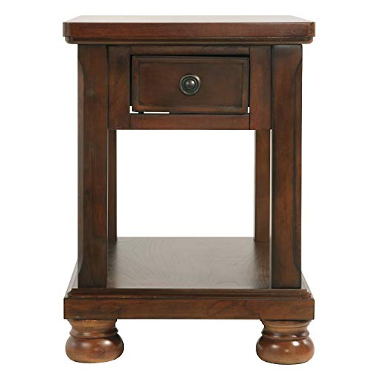 Signature Design by Ashley Porter Traditional Hand-Finished Rectangular Chair Side End Table, Dark Brown