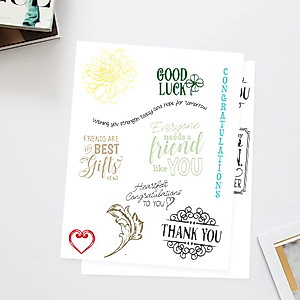 Blessing Words Flowers Leaves Clear Stamps for Card Making Decoration DIY Scrapbooking, Transparent Rubber Seal Stamps for Photo Card Album Crafting Supplies.