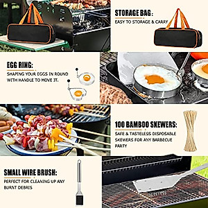 Griddle Accessories Kit,147pcs Flat Top Grill Accessories Set for Blackstone and Camp Chef,Professional Grill BBQ Spatula Set with Basting Cover,Spatula,Scraper,Bottle,Tongs,Egg Ring,Thermometer