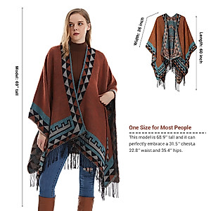 MissShorthair Women's Printed Shawl Wrap Fashionable Open Front Poncho Cape, Gift for Women