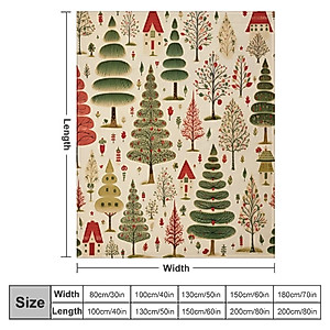 Throw Blankets Vintage Red and Green Christmas Trees Blanket Super Soft Cozy Rustic Style Nature Forest Blanket 40"x50" Couch Sofa Throw Blanket for Girls Birthday Valentines Gifts