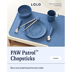 Lalo PAW Patrol Chopsticks For Kids - Set of 2 Training Chopsticks Made of Silicone and Eco-Friendly Wheat Straw PP - Ages: 2 Years And Up - Easy to Clean & Dishwasher Safe - Chase