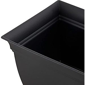 The HC Companies 30 Inch Eclipse Window Planter - Indoor Outdoor Rectangular Plant Pot with Removable Saucer for Flowers, Herbs, Black