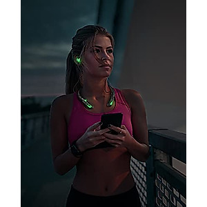 TNTOR Neckband Bluetooth Headphones with Microphone, Wireless Headphones Bluetooth 5.0 with Bright Green LED Ambient Light, Ultra Low Latency, Sweatproof for Gaming Running Sport