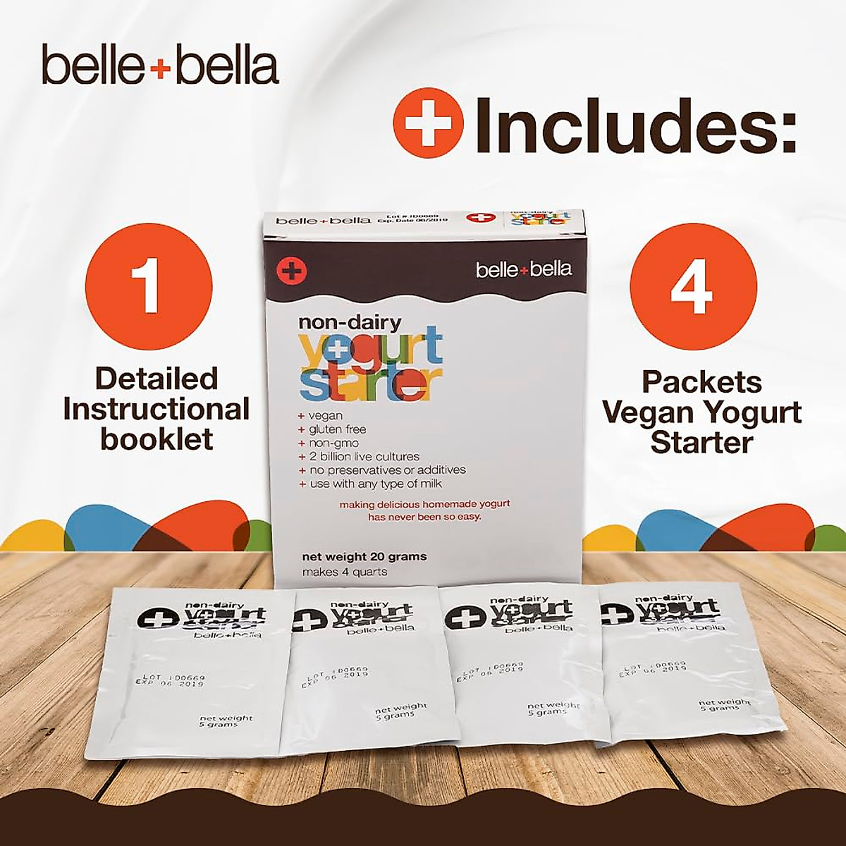 Non-Dairy Vegan No Sugar added plant base Yogurt Starter with live and active probiotic cultures