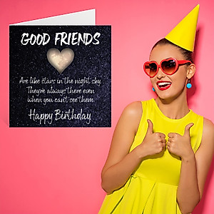 Special Birthday Cards for Friend - Friends Like Stars - Happy Birthday Card for Friend from Bestie, Friend Birthday Gifts, 5.7 x 5.7 Inch Friendship Greeting Cards Gift for Bestfriend