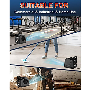 LZLXXLZL Air Mover Blower Fan - High Velocity Utility Fan for Drying, Cooling, Ventilating and Exhausting, Pivoting Floor Fans with 3 Speeds for Home Use and Job Site, 2 Outlets, 355CFM, Black