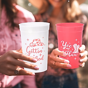 Tuitessine 12-Pack Disco Cowgirl Bachelorette Party Cups Reusable Girls Trip Stadium Plastic Cup Cute Drinking Cups for Western Bridal Shower Party Supplies Wedding Engagement Favor(22 oz)