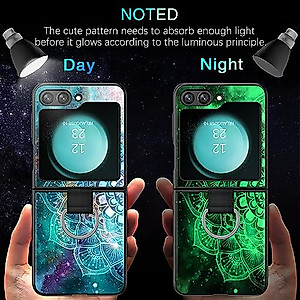 BENTOBEN Samsung Galaxy Z Flip 5 Case, Slim Fit Glow in The Dark Soft Flexible Bumper Protective with Ring Shockproof Anti Scratch Non-Slip Case Cover for Galaxy Z Flip 5 6.7“ 2023, Mandala in Galaxy