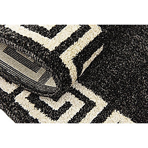 Unique Loom Athens Collection Classic Geometric Modern Border Design Area Rug, 2 ft x 6 ft, Charcoal/Beige