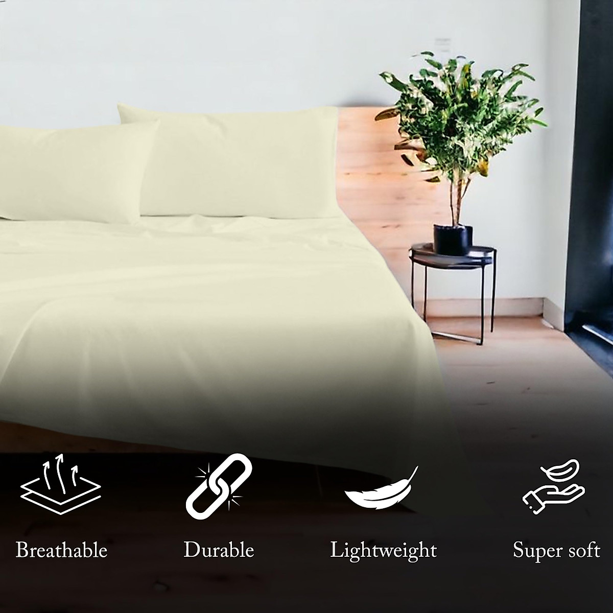 BLUECLANS Twin Size Sheet Set Ivory 1000 Thread Count Egyptian Cotton Sheets 4 Pc Bed Sheet Set 17” Deep Pocket Cooling Sheets Luxury Bedding Sateen Weave Flat, Fitted Sheet, 2 Pillow Cases