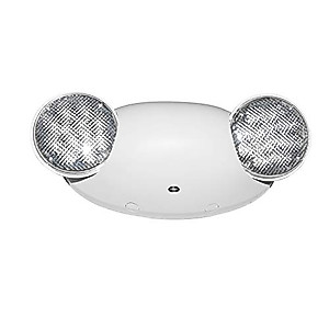 LIT-PaTH LED Emergency Exit Lighting Fixtures with 2 LED Bug Eye Heads and Back Up Batteries- US Standard Emergency Light, UL 924 and CEC Qualified, 120-277 Voltage, White, 1-Pack