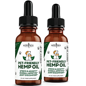 Natural Hemp Oil for Dogs and Cats by NEW AGE - Dog Calming Aid - Hip and Joint Health, Mobility, Immunity - Pet Hemp Oil Rich in Omega 3, 6, 9 – 2 Pack