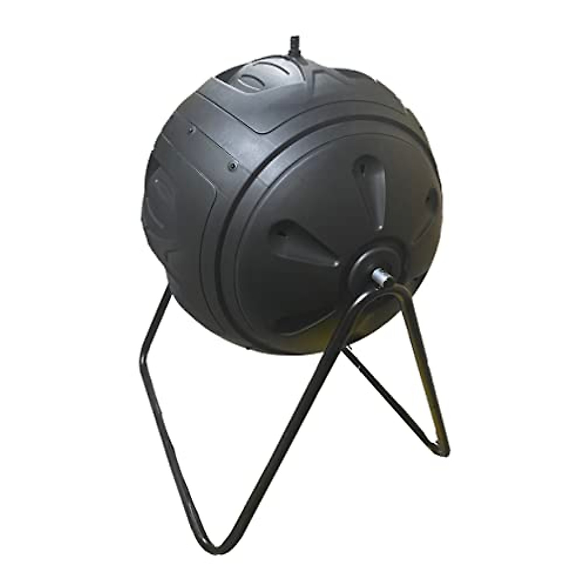 Exaco Ms. Tumbles Round Easy to Turn Compost Tumbler - 35 Gallons, Drain Hose with Cut-Off Valve, Black/Green