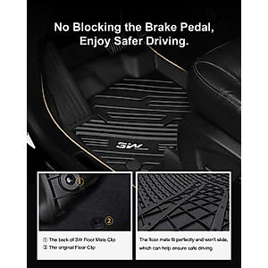 3W Floor Mats Fit for Ford F150/F-150 Lightning SuperCrew Cab 2015-2024, TPE All Weather Custom Fit Car Accessories 1st and 2nd Row Full Set Car Liners (Without Under-Seat Storage)