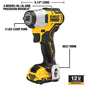 DEWALT XTREME 12V MAX* Impact Wrench, Cordless Kit, 3/8-Inch (DCF902F2)