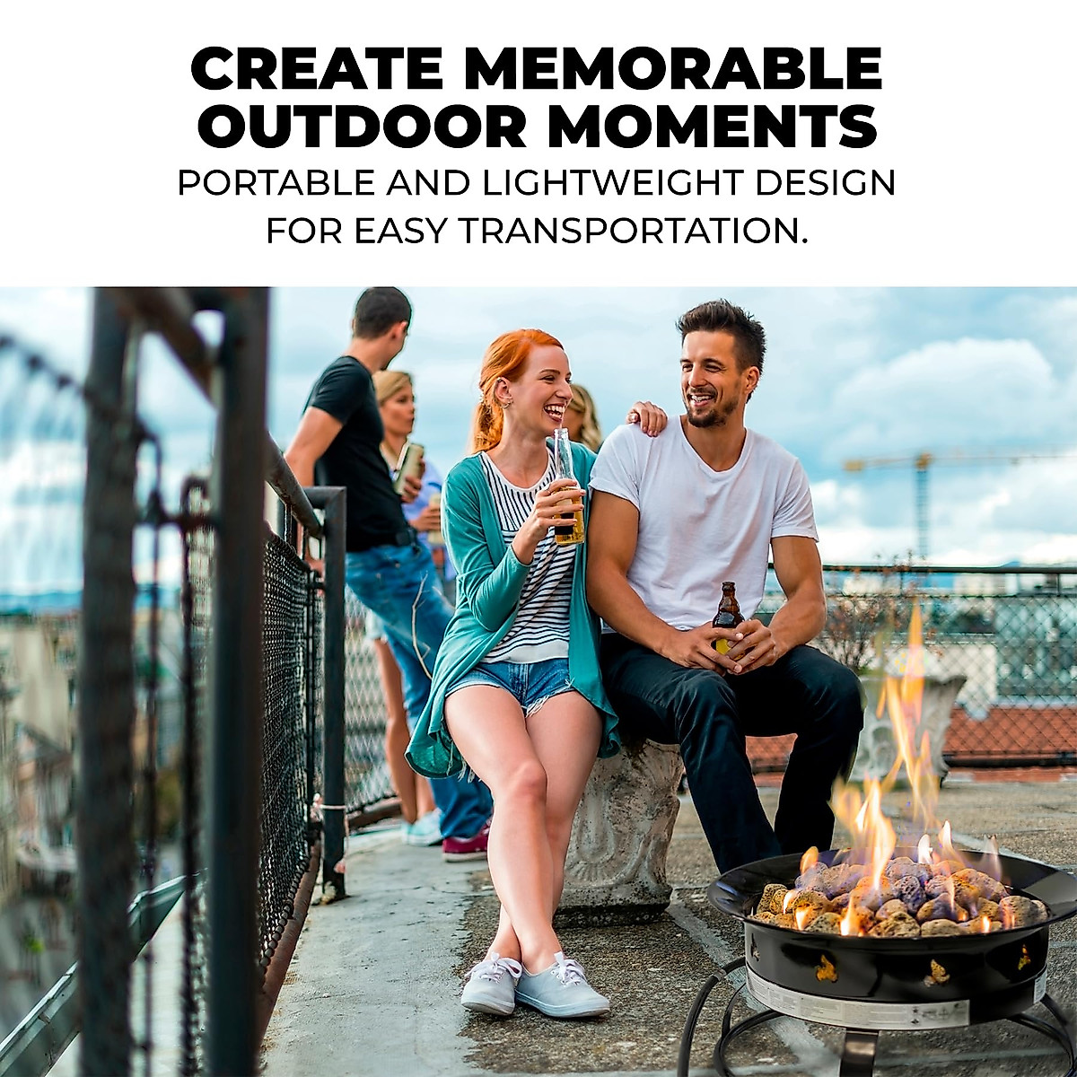 Outland Living Portable Propane Fire Pit, 19-inch, 58,000 BTU Smokeless Gas Firebowl | Perfect for Camping, Patio, Backyard, Tailgating, Deck, RV| Black 823 Standard