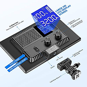 Neewer Ultra-Slim LED Video Soft Light Panel, Dimmable On Camera Video Lighting for DSLR Cameras Photography with LCD Display/3200-5600K/CRI 95+/Built-in Battery for Studio Photo Video Shooting