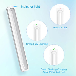 Charging Case Compatible with Apple Pencil 2nd Generation Only, Magnetic Charging Stand for Ipad Pen 2nd Gen with USB Cable, LED Indicator Light, Anti-Silp Base (White)