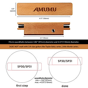 AMUMU SP30 Woody Magnetic Soundhole Pickup, For Steel String Acoustic Guitars Single Coil, Includes a free studio-grade Audio cable,Warm Acoustic Tone, Low Noise.