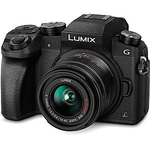 Panasonic LUMIX DMC-G7KK DSLM Mirrorless 4K Camera, 14-42 mm Lens Kit (Black) Bundle