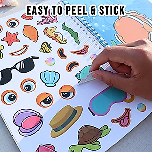 450PCS Stickers/Coloring Book for Kids 2-4, Make A Face Reusable Sticker Book for Toddlers Including 14 Coloring Pages 14 Scenes Airplane Activities for Kids Ages 4-8, Travel Road Trip Must Have