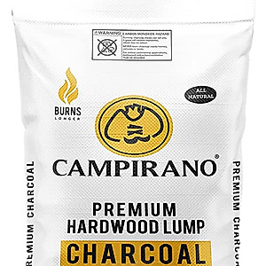 Campirano Premium All Natural Hardwood Bulk Black Lump Charcoal, Burns Longer and Hotter, Perfect for Smokers or Ceramic Grills, 40 Pound Bag