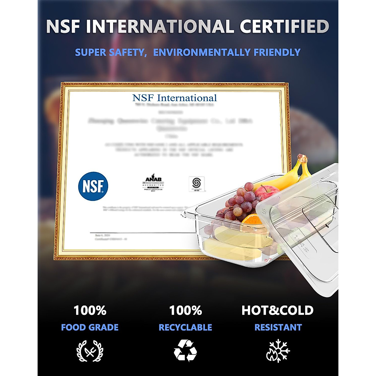 SVKLHY 1/4 Size 4 Inch Clear NSF Polycarbonate Food Pan-9 PCS[Food Grade][Hot&Cold Resistant] Commercial Food Pans with Lids,Restaurant Food Storage Containers Hotel Pan(BPA-FREE)