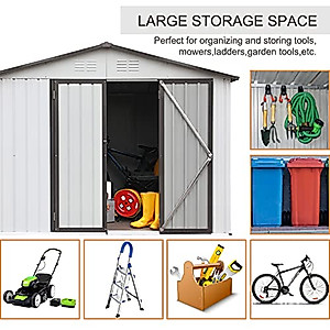 Storage shed, 8×6ft Outdoor Storage shed, Used for Backyard Storage Sheds & Outdoor Storage Clearance, can be Used as Bicycle shed, Garden shed, Tool shed, Metal shed That can be Used for Life, Grey