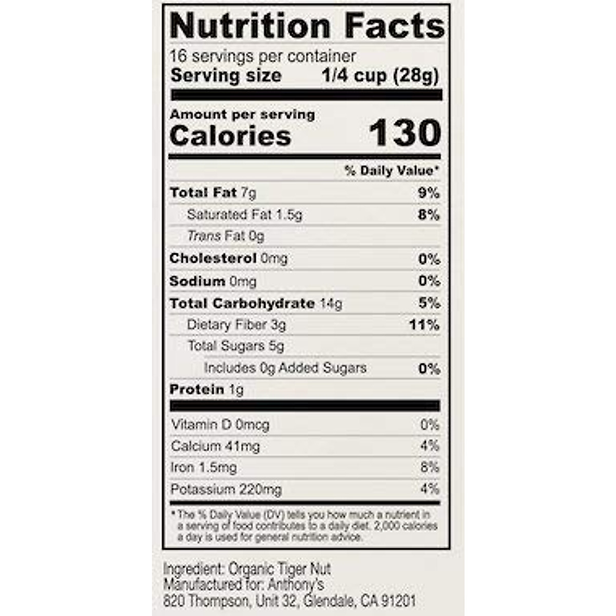 Anthony's Organic Tiger Nut Flour, 1 lb, Gluten Free, Non GMO, Paleo Friendly