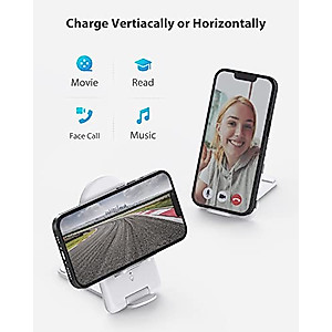 Foldable Wireless Charging Stand,15W Fast Wireless Charger and Charging Pad for iPhone 14/13 Pro Max/12/11/8 Plus/X/XR/XS/Mini/SE, Pixel 6/5,Samsung S21 Ultra/20/10/ Note 10 and AirPods(No Adapter)