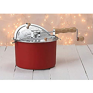 Original Whirley Pop Starter Pack - Wabash Valley Farms Popcorn Kit, Whirley Pop Popcorn Maker With 3 Movie Theater Popcorn Kits and 4 Movie Night Face Tubs, Gourmet Popcorn Gift Sets (Metal Gear-Red)