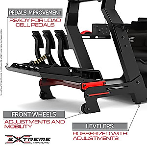Extreme Sim Racing Wheel Stand Advanced Cockpit P1 Black Edition Racing Simulator For Logitech G29, G920, G923 Thrustmaster Fanatec Simagic - DIRECT DRIVE READY