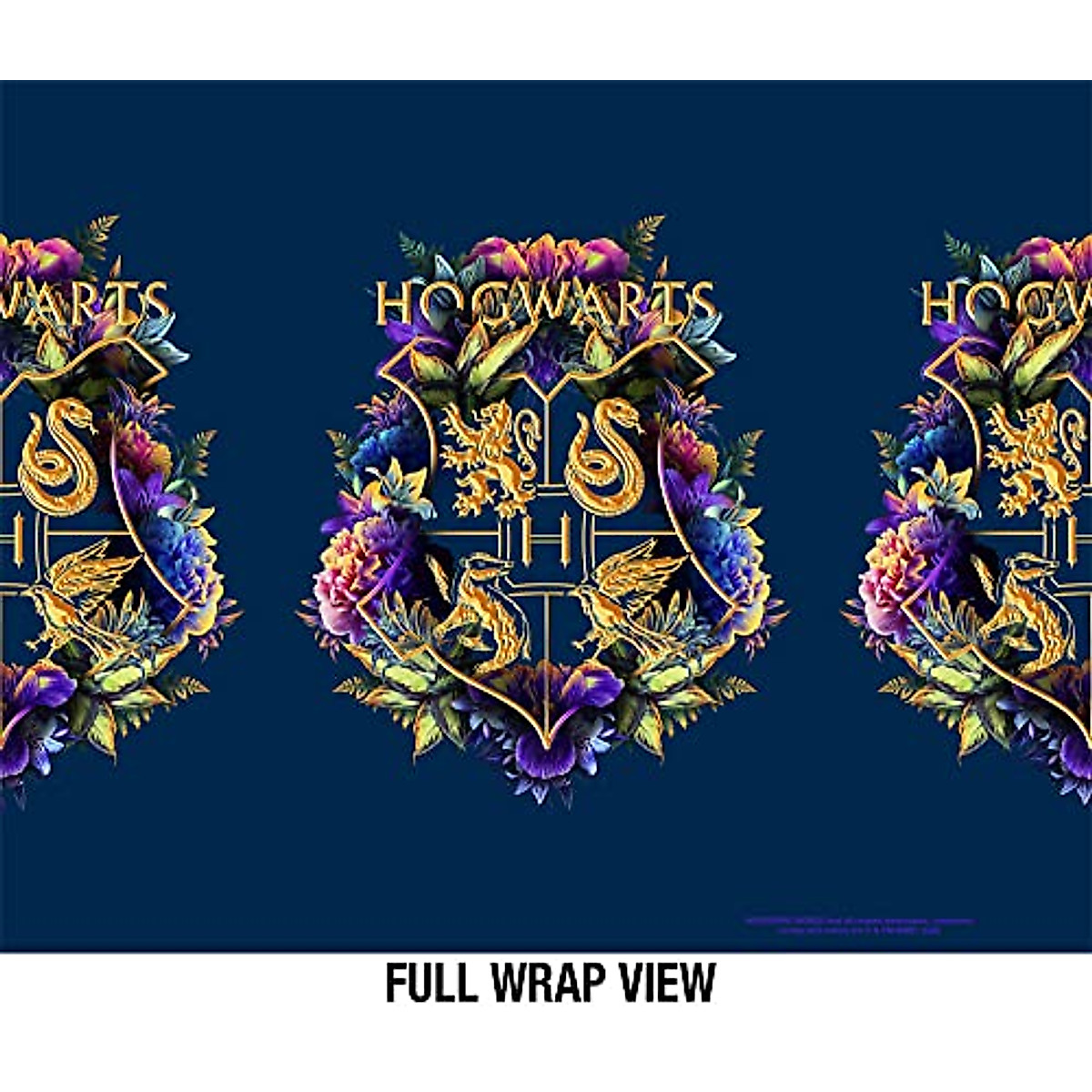 Harry Potter OFFICIAL Hogwarts Multi-Colored Floral Crest 24 oz Insulated Canteen Water Bottle, Leak Resistant, Vacuum Insulated Stainless Steel with Loop Cap, White