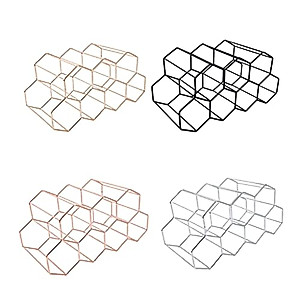 DOUBA Metal Honeycomb Wine Rack Wine Bottle Storage Desktop Wine Rack Hexagonal 9 Bottle Wine Rack Display (Color : E, Size