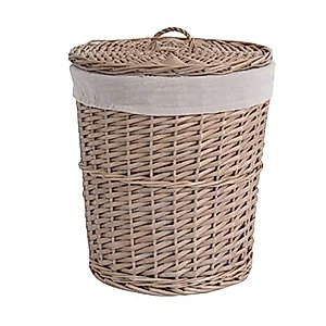 UXZDX Large Wicker Weave Storage Basket with Lid Dirty Clothes Toy Basket Laundry Basket Hand-Knitted Art
