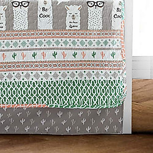 Lush Decor Pink-and-Turquoise Llama Striped 6-Piece Daybed Cover Bed Set, Pink & Turquoise