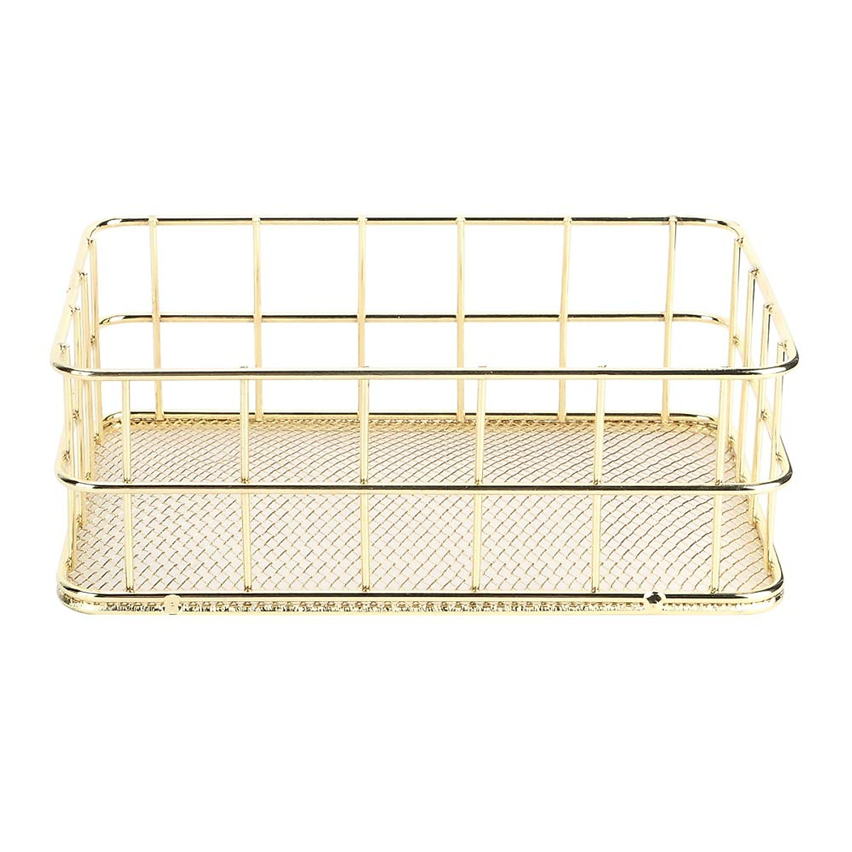 Wire Mesh Basket, Golden Iron Storage Basket Multifunctional Wire Mesh Desktop Storage Organizer for Home (S)