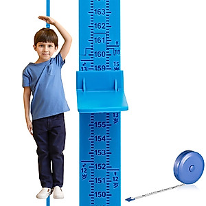 Kanayu Height Chart for Kids, 3D Removable Growth Chart with Body Measuring Tape, Height Measurement for Walls, Splicing Height Ruler Measurement for Kids and Nursery School Room Decoration (Blue)