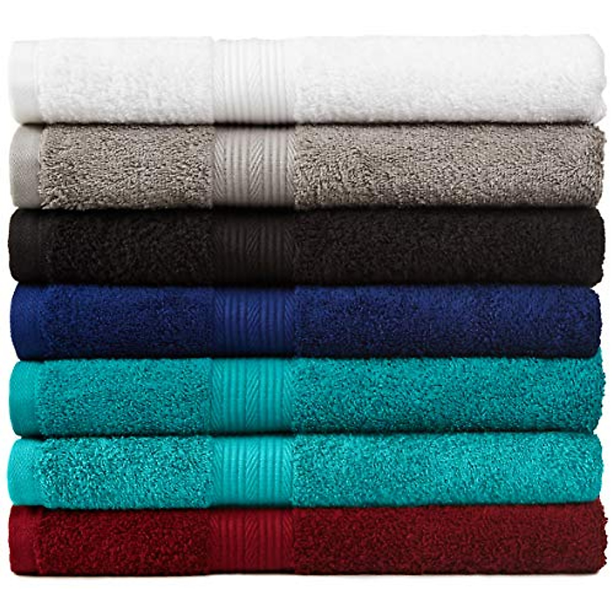 Amazon Basics 6-Piece Fade Resistant Bath towel, Hand and Washcloth Set - Cotton, Teal, 14.25"L x 10.85"W