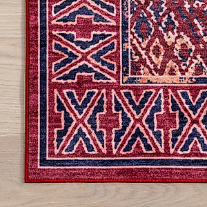 Rugs USA x Prabal Gurung Bagmati Machine Washable Area Rug, 9x12, Pink