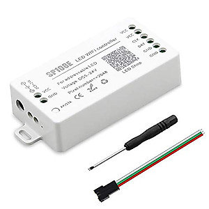 ALITOVE WS2812B WS2811 WS2801 LED WiFi Controller, iOS Android App Wireless Remote Control DC 5V~24V SP108E for SK6812 SK6812-RGBW WS2812 WS2813 WS2815 AL2815 Digital Addressable RGB LED Pixels Strip
