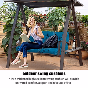 YJHMYGSN Swing Replacement Cushion, Swing Cushions for Outdoor Furniture, Swing 2-3 Seats Replacement Cushions for Garden Terrace, 60 x 40 Inches Bench Cushion with Backrest and Tie