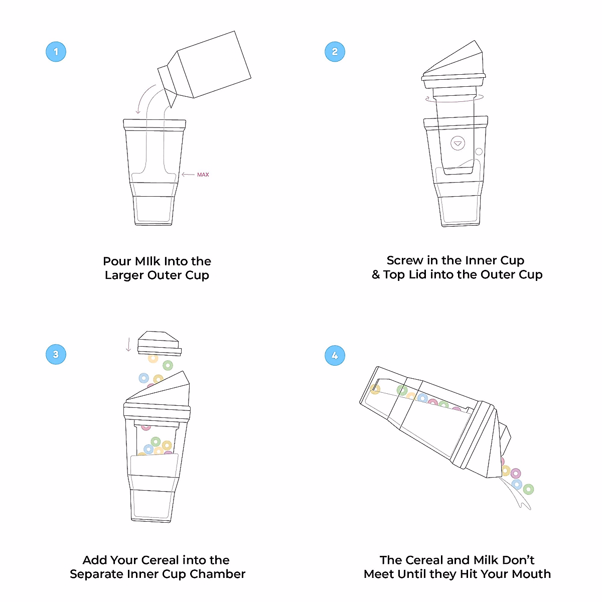 CRUNCHCUP Bundle & Save 15% on Two Portable Cereal Tumblers - No Spoon, No Bowl, It's Cereal on the Go [Green & White]