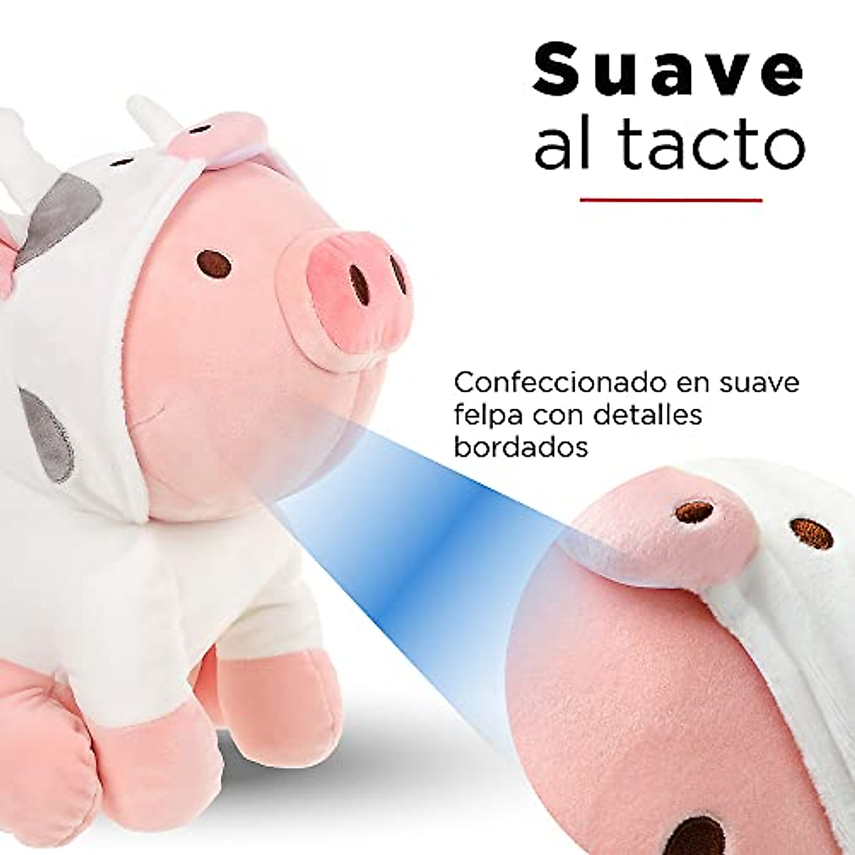MINISO 12'' Sitting Piglet Stuffed Animals Kawaii Plush, Pig Cute Soft Plushies Body Pillow, Piglet Plush Throw Pillow Doll Plush Toys Gift for Valentine's Day Christmas(Cow Hoodie)