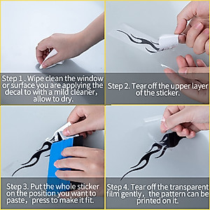 OIIKI 10Pcs Black Car Flame Decals, 5.7"x1.2" Flame Shape Stickers, Universal Car Reflective Stickers 14.5cmx3cm for Motorcycles, Car Decoration (5 Pairs)