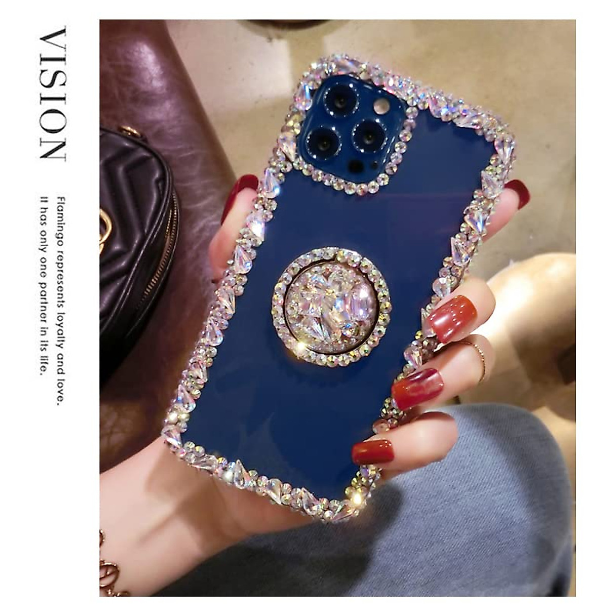 redecarie for Galaxy Note 10 Plus Case,Luxury Bling Glitter Diamond Ring Holder Kickstand Sparkle Crystal Rhinestone Women Girls Kids Clear Protective Phone Cover for Samsung Galaxy Note 10 Plus